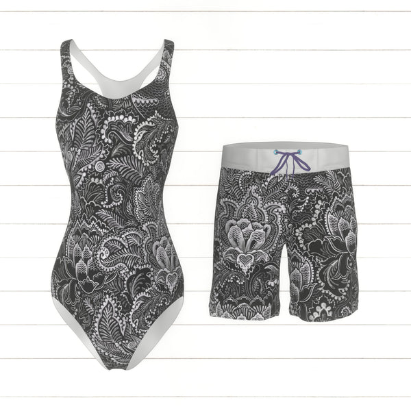 THE BLUEBERRY THIEF whimsical watercolor monochrome paisley chintz CHA ...