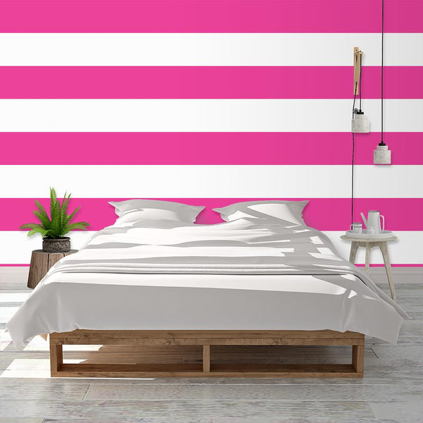 Bright Pink Horizontal Stripe Wallpaper - Raspberry Creek Fabrics