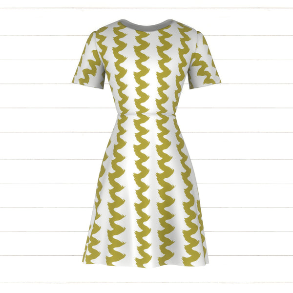 Shark-tooth zigzag in mustard gold and white vertical lines - part of ...