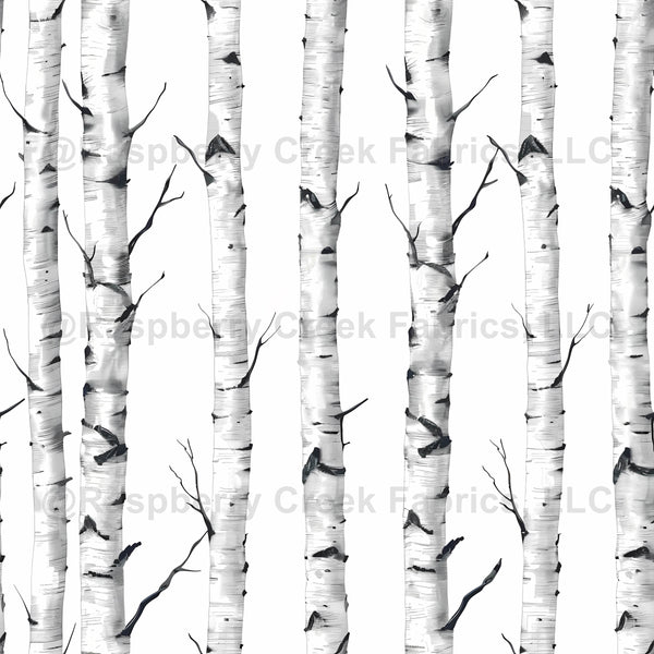 Birch Forest - Minimalist Black and White Tree Pattern - Raspberry ...