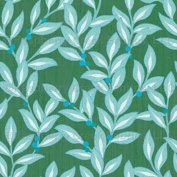 Trailing Leaves - Blue & Green - Raspberry Creek Fabrics