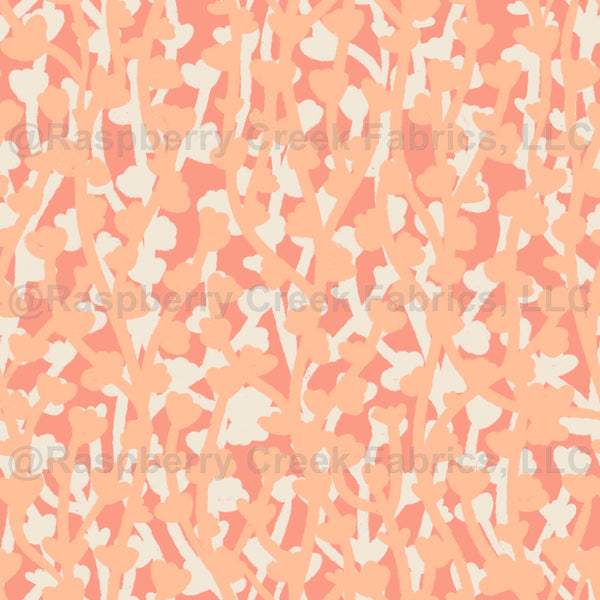 Minimal painted Florals - Peach Fuzz Pantone 2024 - Raspberry Creek Fabrics