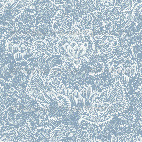 THE BLUEBERRY THIEF pastel blue whimsical chintz indie folk floral wal ...