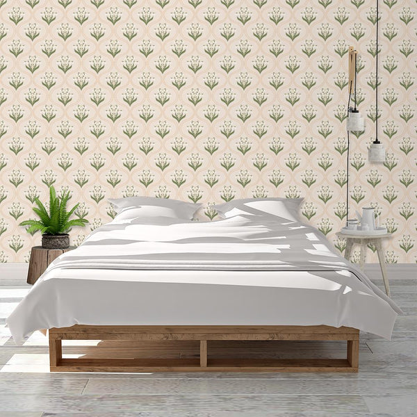 Lily of the Valley Ogee Taupe wallpaper design by Lisee Ree | floral o ...