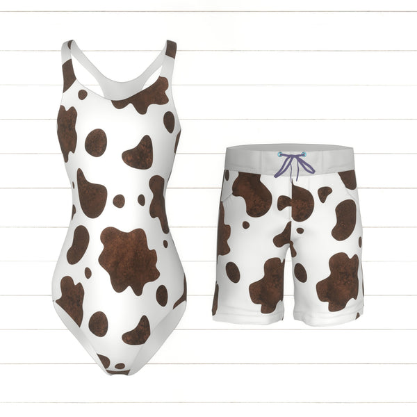 Abstract brown and white cow spots pattern - Raspberry Creek Fabrics