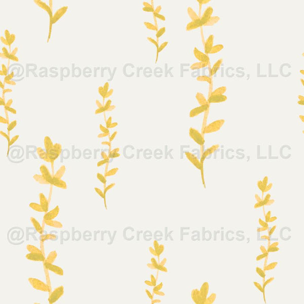 Yellow Watercolor Botanical Sprigs – Minimalist Leaf Pattern ...