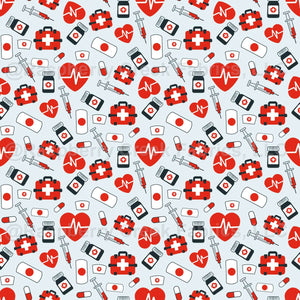 first aid design with bandages and medication - Raspberry Creek Fabrics