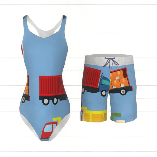 Sky Blue Trucks Fabric, boys nursery design, truck themed fabric, blue ...