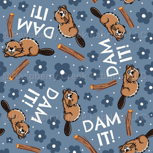 Dam It Beavers in Blue - Raspberry Creek Fabrics