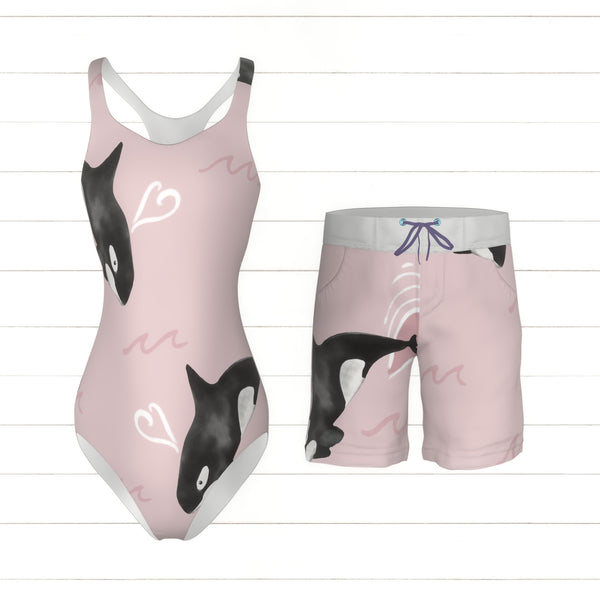Pink, light pink, ocean, orca, whales, Valentine’s Day, hearts, killer ...