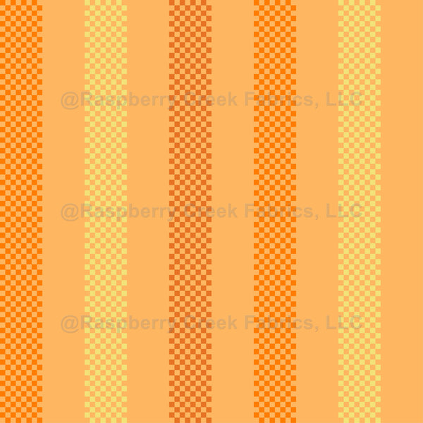 vertical ticking stripes in sunny orange - Raspberry Creek Fabrics