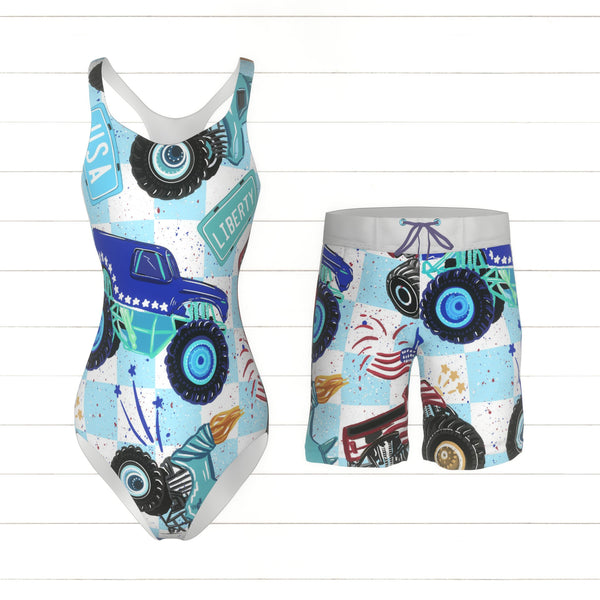 Light blue, white, splatter paint, USA, 4th of July, red, checker, sum ...