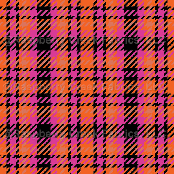Hot Pink, Orange, and Black Plaid - Raspberry Creek Fabrics
