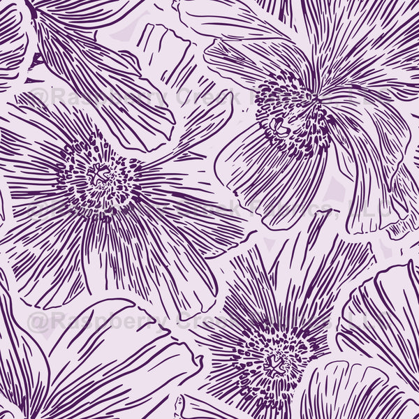 Line Art Flower in Dreamy Purple, Pua Kala Garden Collection ...