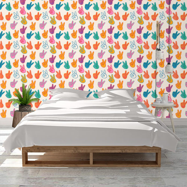 Rainbow Colored Peace Hand Sign - Raspberry Creek Fabrics
