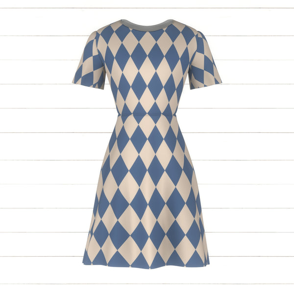 Blue and Cream Diamond Pattern - Raspberry Creek Fabrics