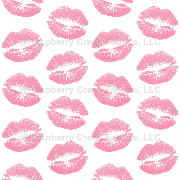 Pink Lips, Pattern Of Lips, Pink Lipstick, Kiss - Raspberry Creek Fabrics