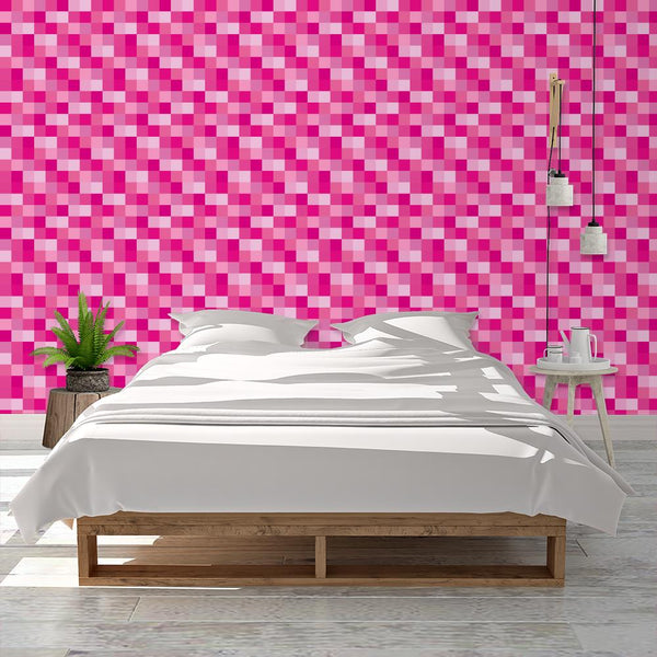 Pink Tiles, Pool Tiles, Mosaic, Square Pattern - Raspberry Creek Fabrics