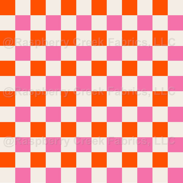 Checkered pink and orange pattern - Raspberry Creek Fabrics