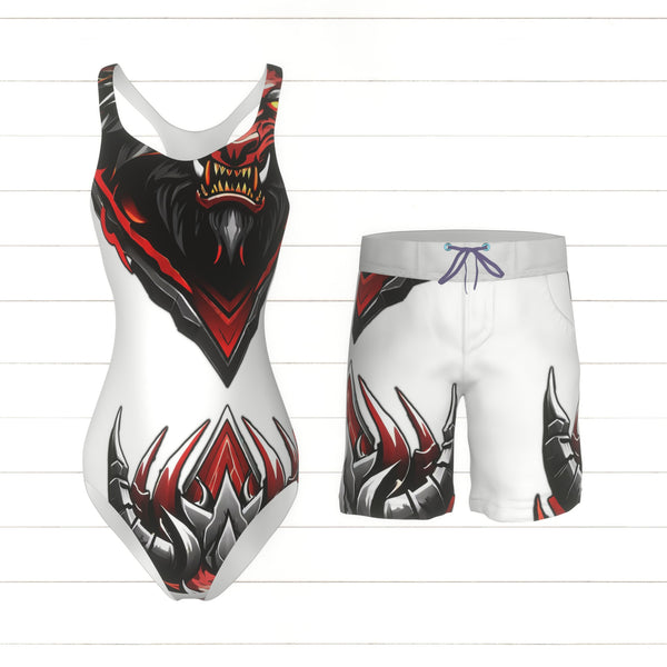 Crimson Conqueror: Red Demon Beast with Horns Logo Design - Unleash Da ...