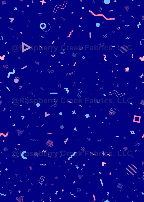 Squiggles Pattern, Geometric Parts, Pastel Colors, Navy Blue Backgroun ...