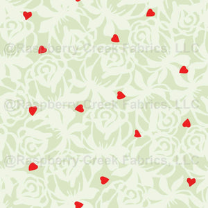 ROSES AND HEART MINTED - Raspberry Creek Fabrics