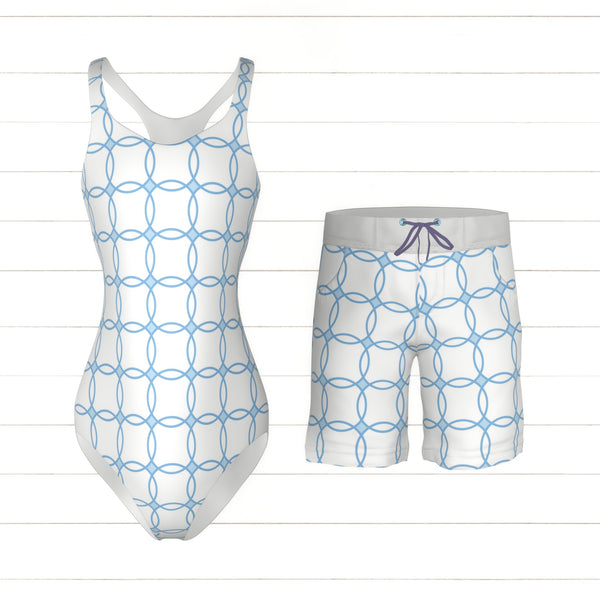 Ocean Blue interlocking circles - Raspberry Creek Fabrics