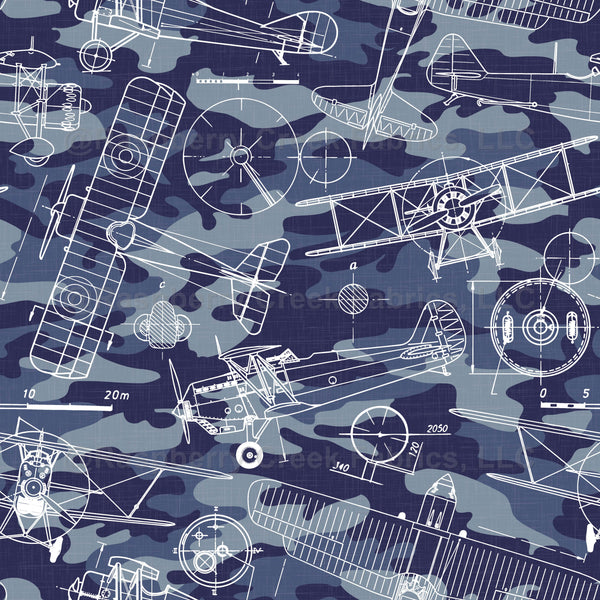 Vintage Aircraft Blueprint by MirabellePrint / Navy Camouflage Linen T ...