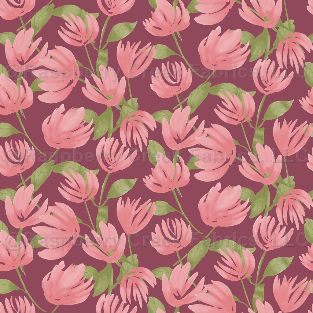 Dancing pink blooms on a deep pink background in a timeless romance el ...