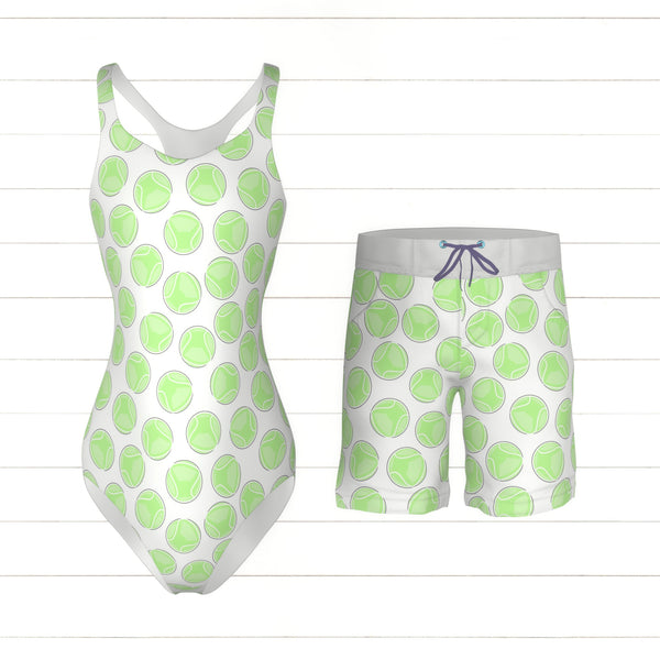 Breton Tennis Collection Tennis Ball Toss Repeat Fabric - Raspberry ...