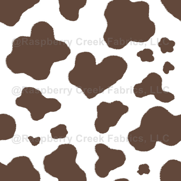 Brown Cow Print with Heart Spots Wallpaper - Raspberry Creek Fabrics