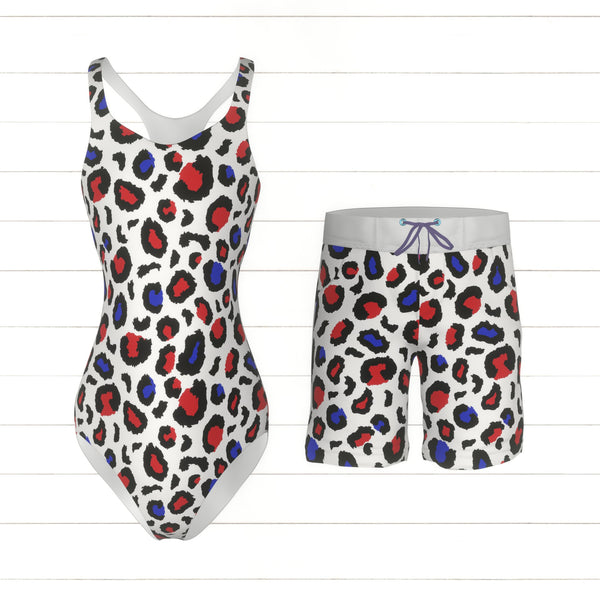 Patriotic Red, white and Blue Leopard print medium scale - Raspberry ...