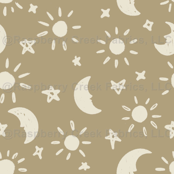 Sun Moons & Stars | Starry Night Beige - Raspberry Creek Fabrics