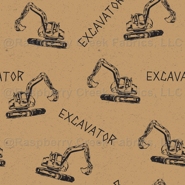 Excavator Digger Construction Truck - Raspberry Creek Fabrics