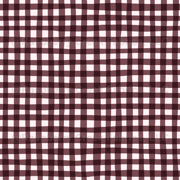 Hand Drawn Gingham Plaid - Rosy Finch Dark Deep Crimson - Raspberry ...