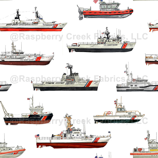 USCG United States Coast Guard Boats - Raspberry Creek Fabrics