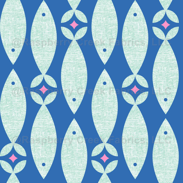 Preppy coastal dark blue and pink fish by pakantahandmade - Raspberry ...