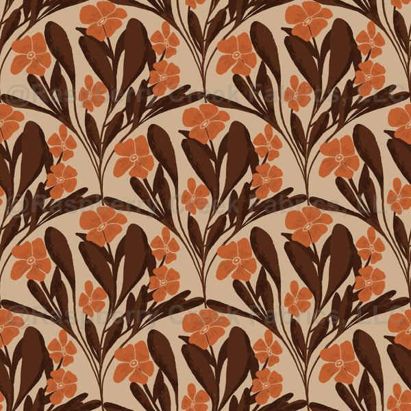 Five textured orange flowers in a scalloped shape pattern with neutral ...