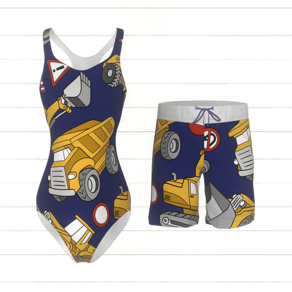 Construction Truck Toys by MirabellePrint / Dark Blue Background ...