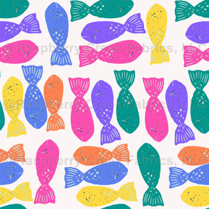 Fun Fish, Hand-Painted Funky Fish Pattern, Modern Ocean - Raspberry ...