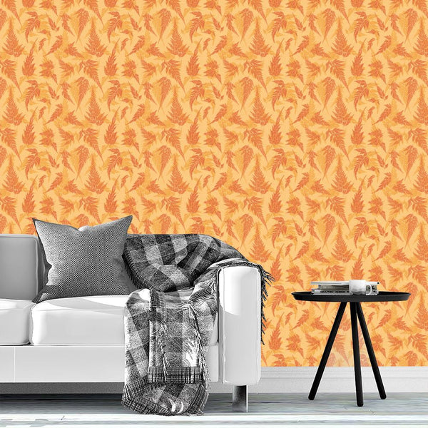 Orange & Amber Fern Leaves Large Tonal Botanical Tropical Warm Peach ...