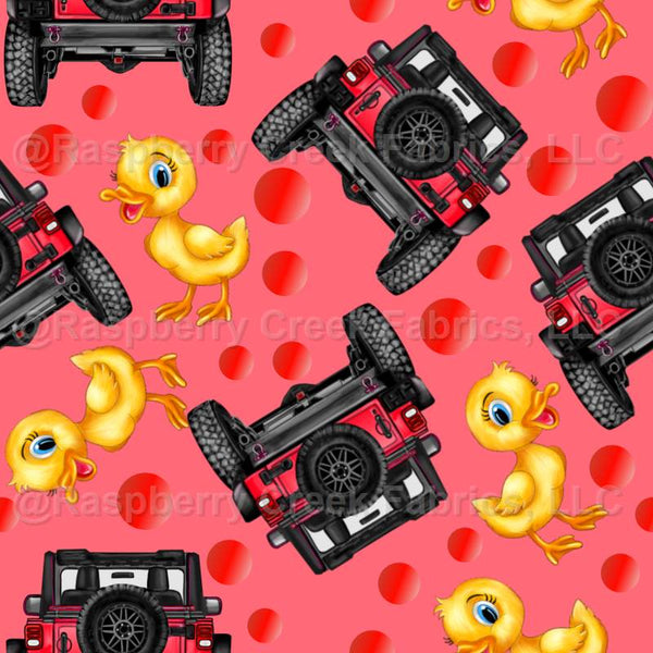 Duck Duck Jeep Realistic Red - Raspberry Creek Fabrics
