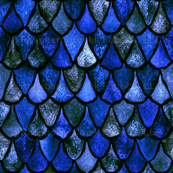 Natural Blue Dragon Scales for Wallpaper - Raspberry Creek Fabrics