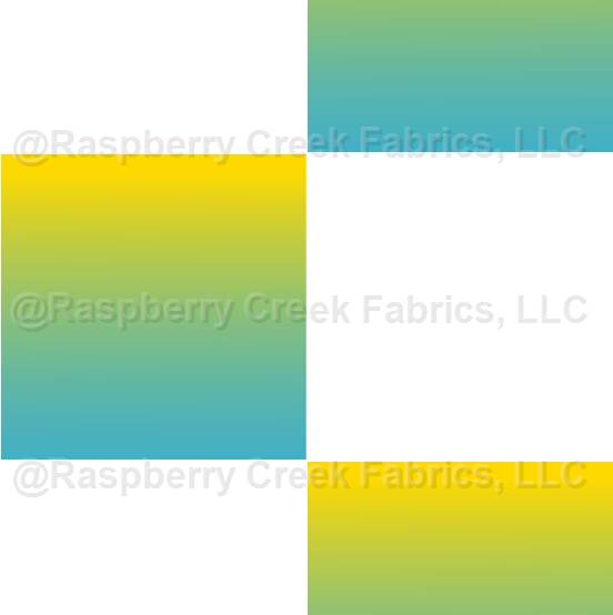 Blue and Yellow Gradient and White Check - Raspberry Creek Fabrics