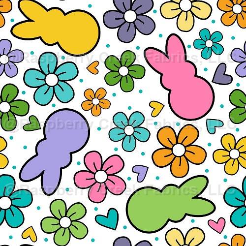 Marshmallow Easter Bunnies and Colorful Spring Flowers - Raspberry ...