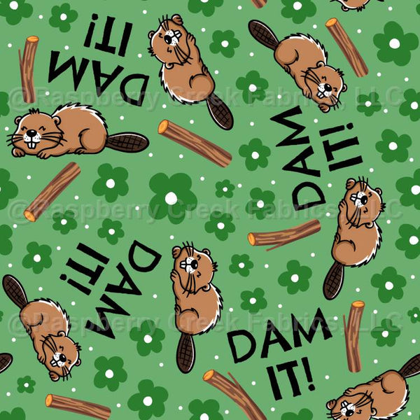 Dam It Beavers in Green - Raspberry Creek Fabrics