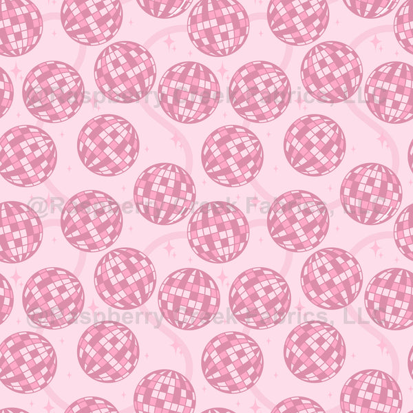 Pink Glitter Disco Balls - Raspberry Creek Fabrics