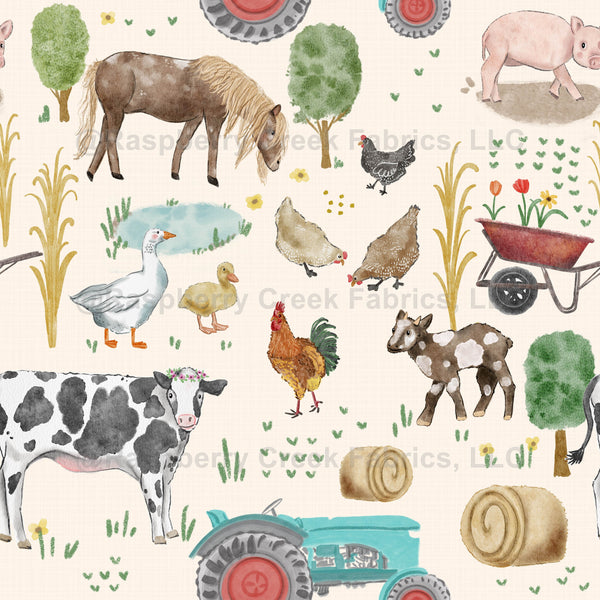 Farm, cream, tab, horse, cow, chickens, rooster, gender neutral, pig ...