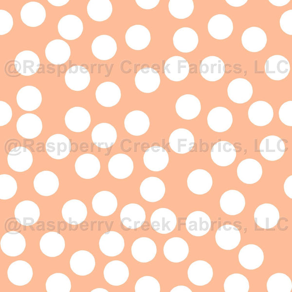 Peach fuzz polka dots - a sweet dot design featuring white spots on a ...