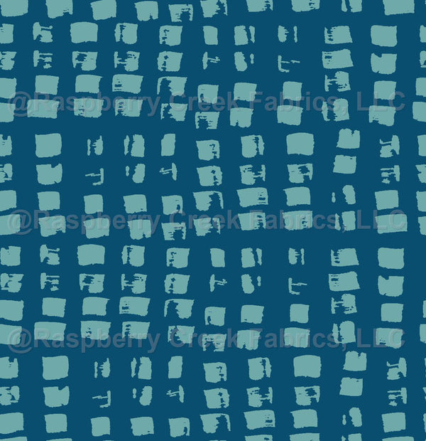 Hand-drawn, abstract turquoise squares on a dark blue background ...